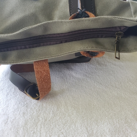 Haband | Bags | Canvas Tote Bag Color Army Green Brown Nwt | Poshmark
